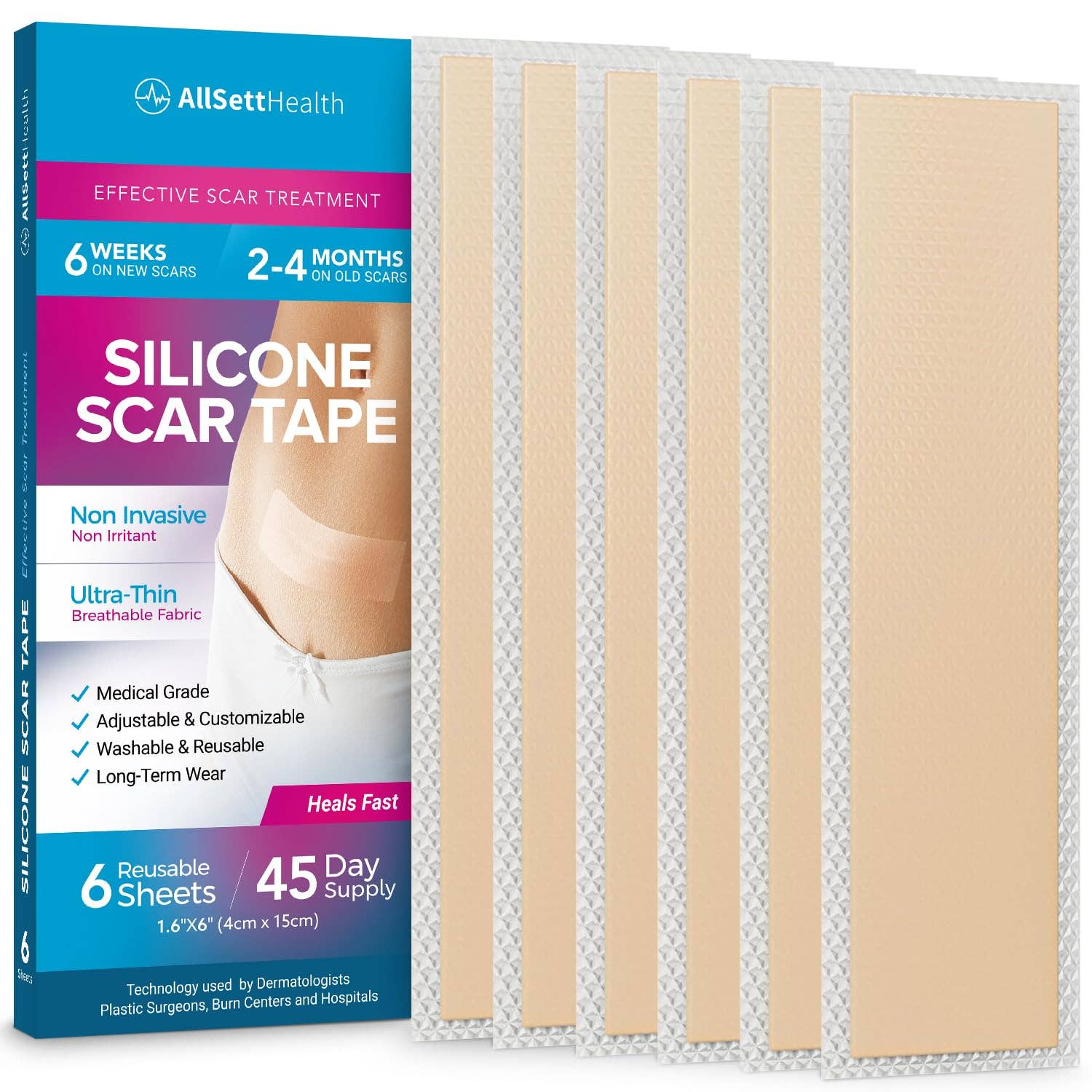 6 Pack Silicone Sheets for Scars, Post Surgery, Tummy Tuck, C-Section ...